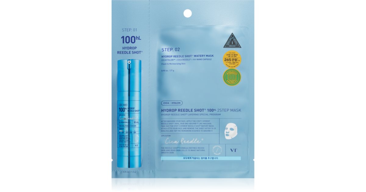 VT Cosmetics Hydrop Reedle Shot 100hL 2 Step Mask intense hydrating mask for two-phase skin ...