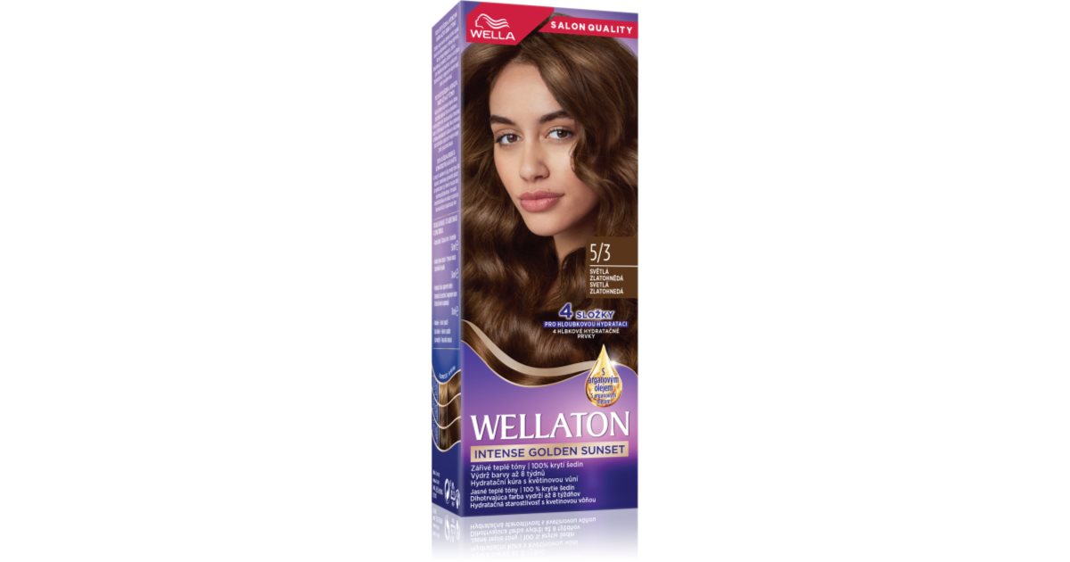 Wella Wellaton Intense Golden Sunset permanent hair dye with argan oil ...