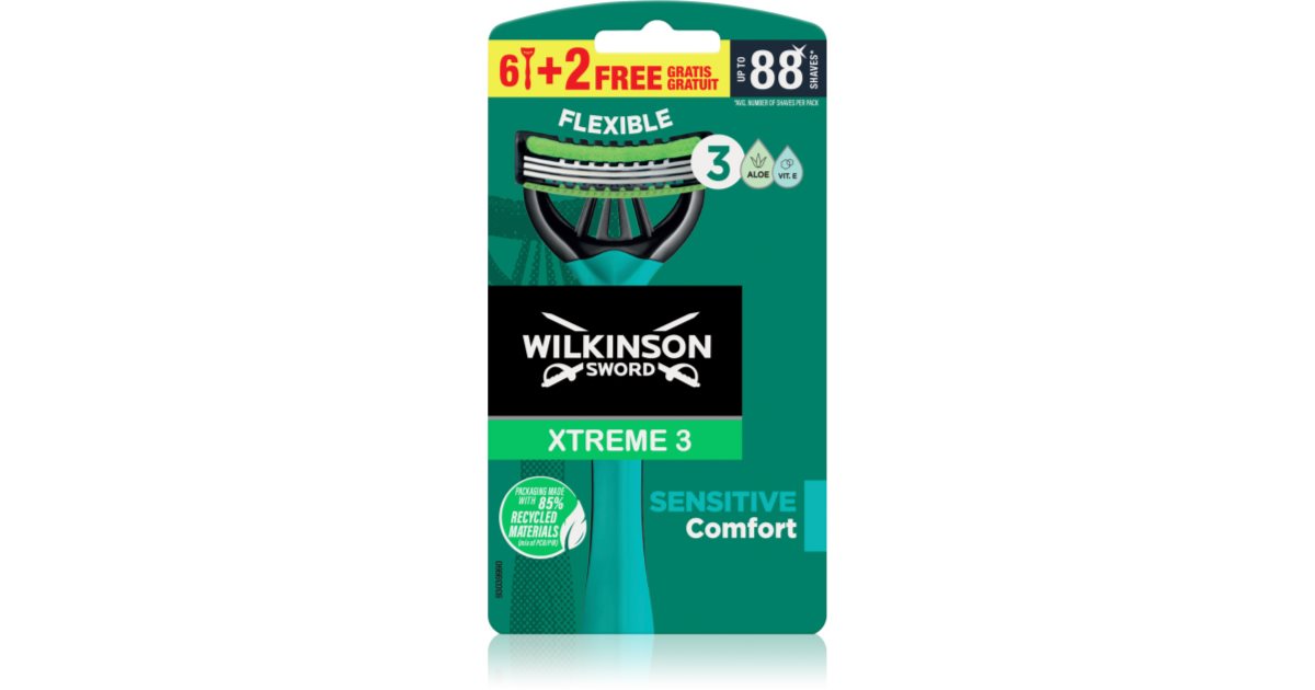 Wilkinson Sword Xtreme 3 Sensitive Comfort disposable razors for men ...
