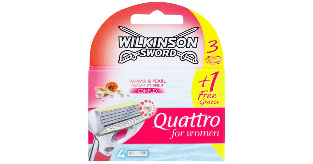 Wilkinson Sword Quattro for Women Papaya & Pearl Replacement Blades ...