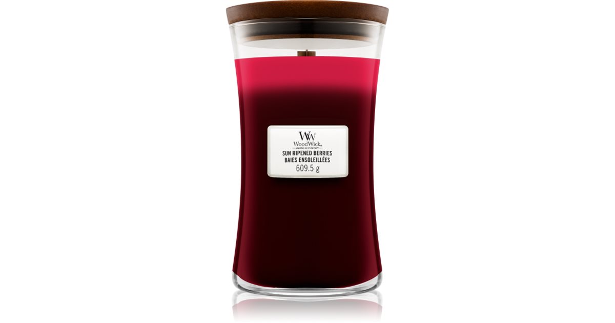 Woodwick Trilogy Sun Ripened Berries scented candle with wooden wick ...