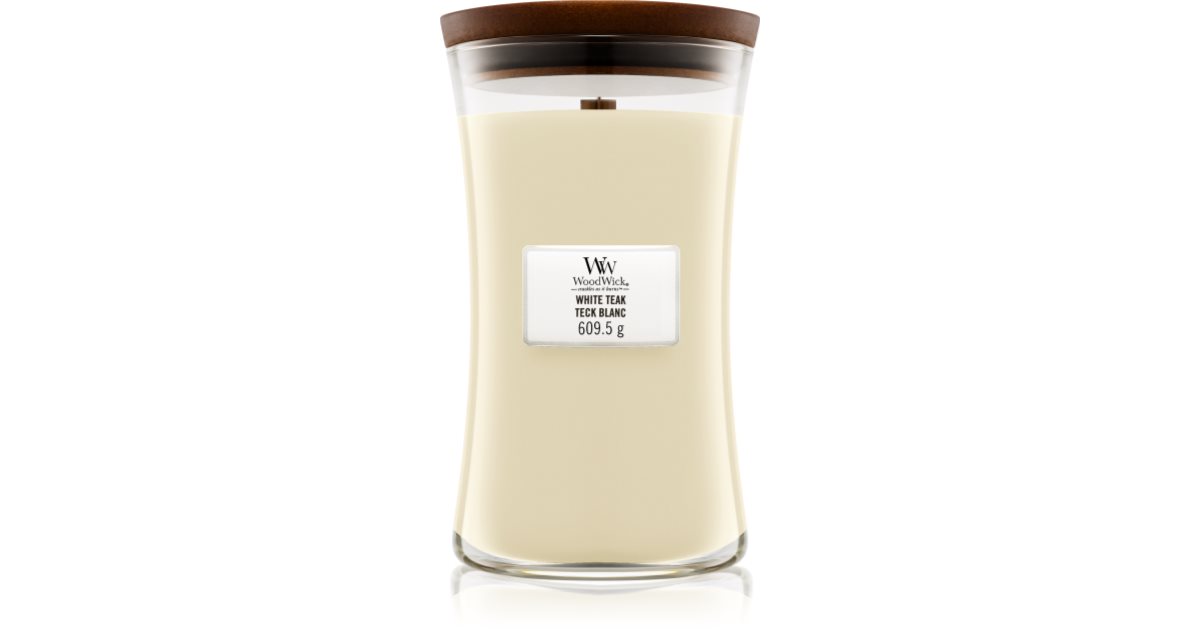 Woodwick White Teak scented candle with wooden wick | notino.co.uk