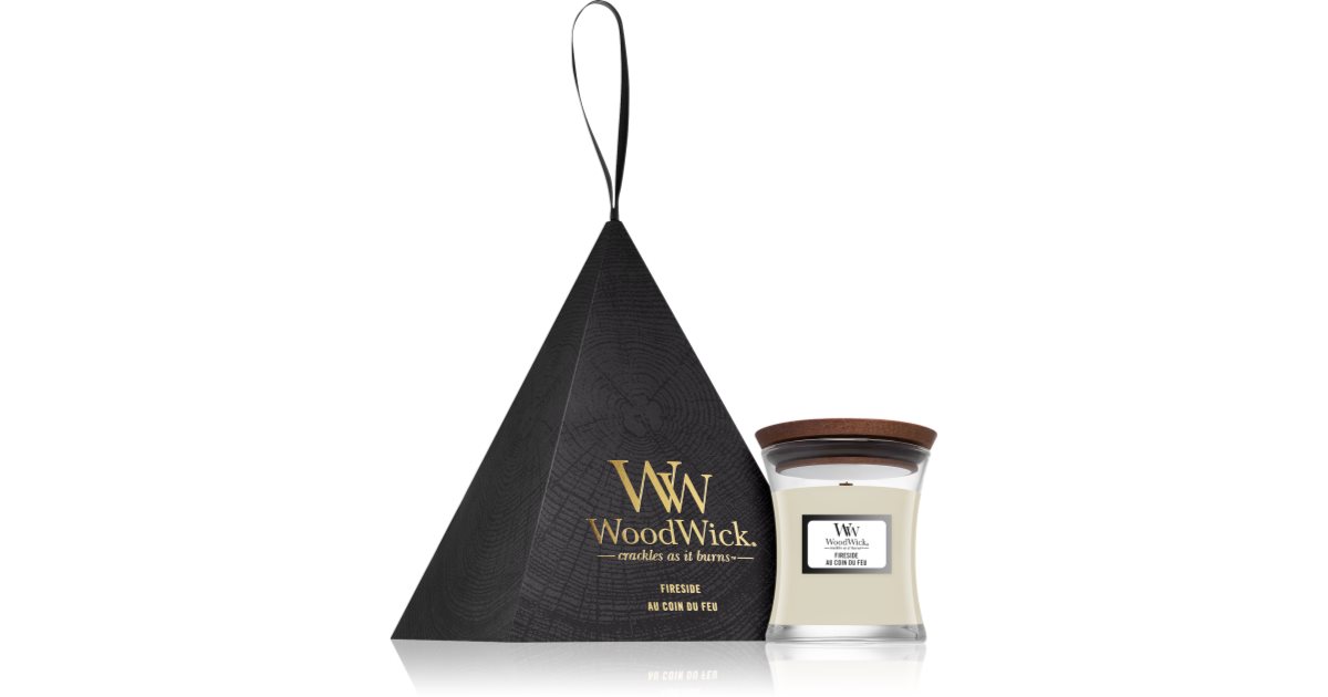 Woodwick Fireplace Fireside scented candle with wooden wick (gift box ...