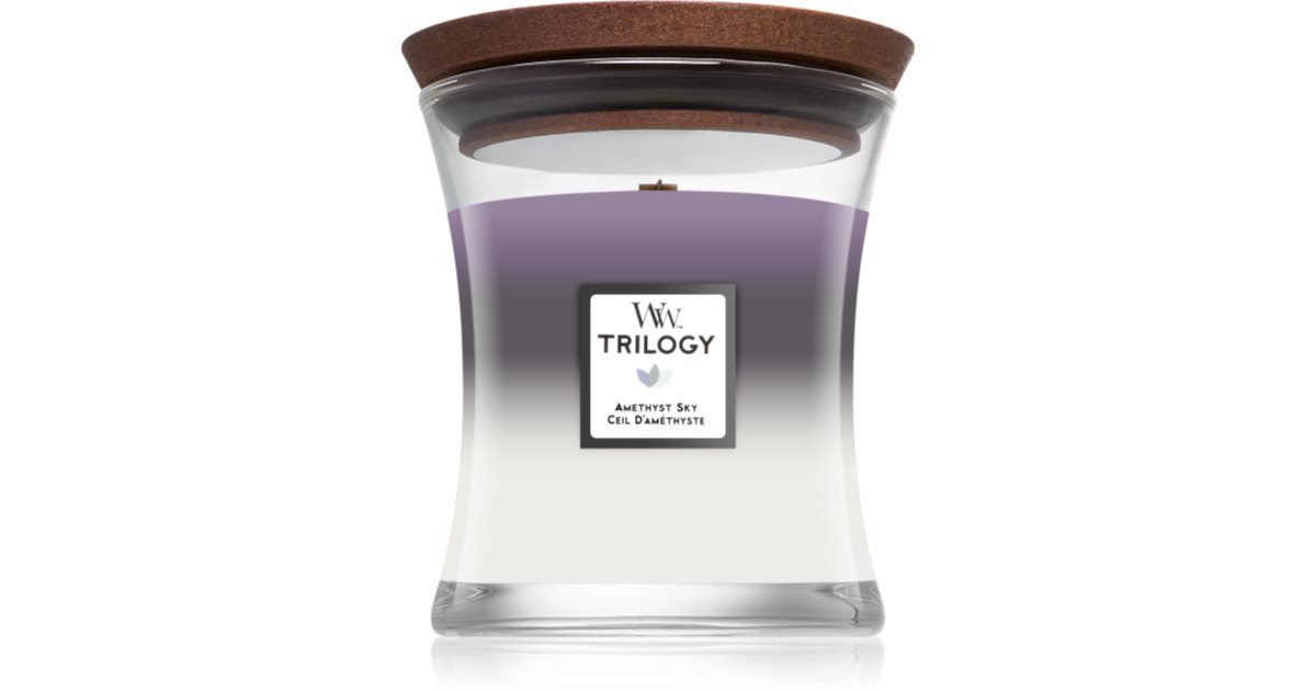 Woodwick Trilogy Amethyst Sky Duftkerze mit Holzdocht