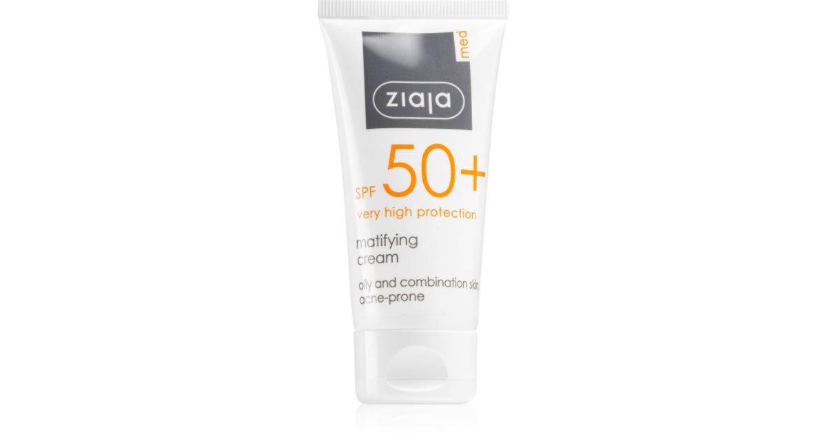 Ziaja Med Protecting UVA + UVB Matte Sunscreen On Your Face SPF 50 ...