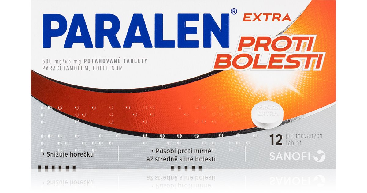 Paralen Extra 500mg/65mg potahované tablety ke snížení horečky a ...