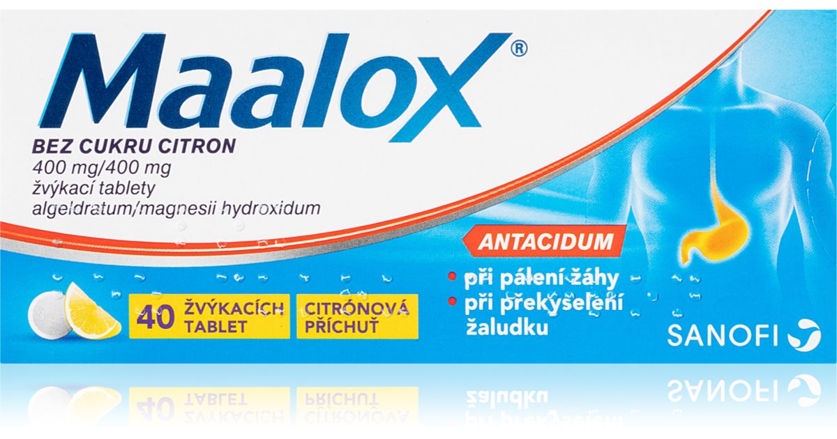 Maalox Maalox bez cukru - citron comprimidos de mascar para reduzir os ...