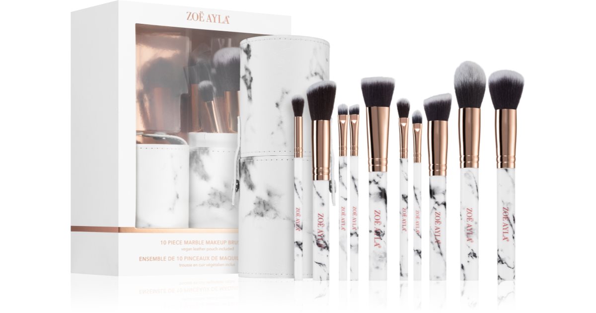 Zoë Ayla Makeup Brush Set Marble 10 Piece Make-up Brush Set with Pouch ...