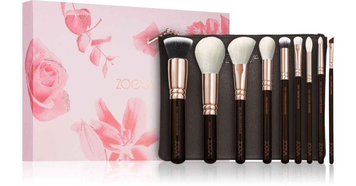 ZOEVA The Complete Brush Set Rose Golden Edition brush set with a pouch ...